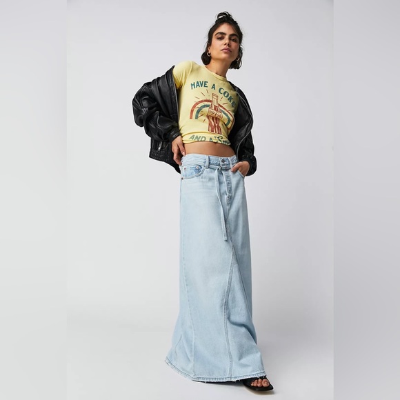 Levi's | Skirts | Levis Iconic Belted Long Skirt Denim Maxi Skirt X ...